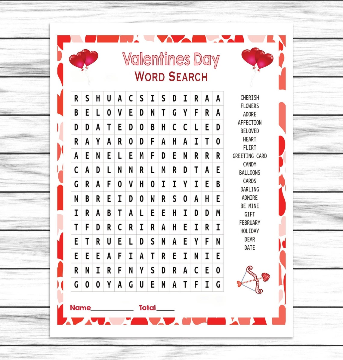 Valentines Day Word Search Game Virtual or Printable V-day | Etsy