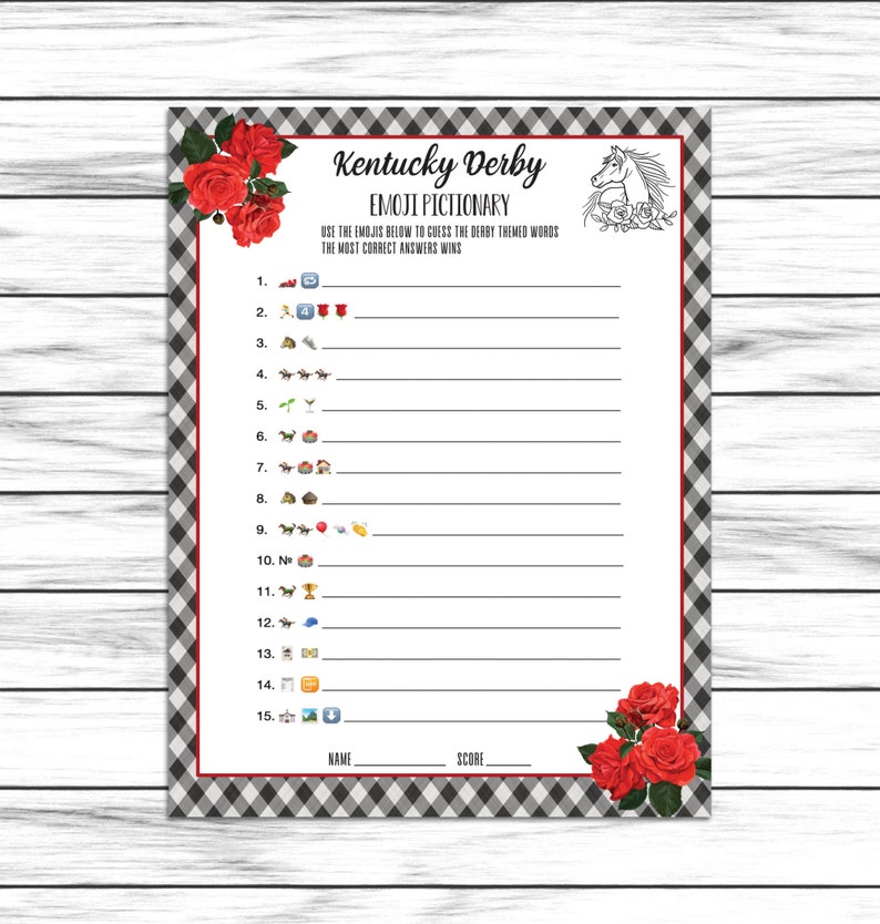 Kentucky Derby Emoji Game, Emoji Pictionary, Party Game, Emoji Game ...