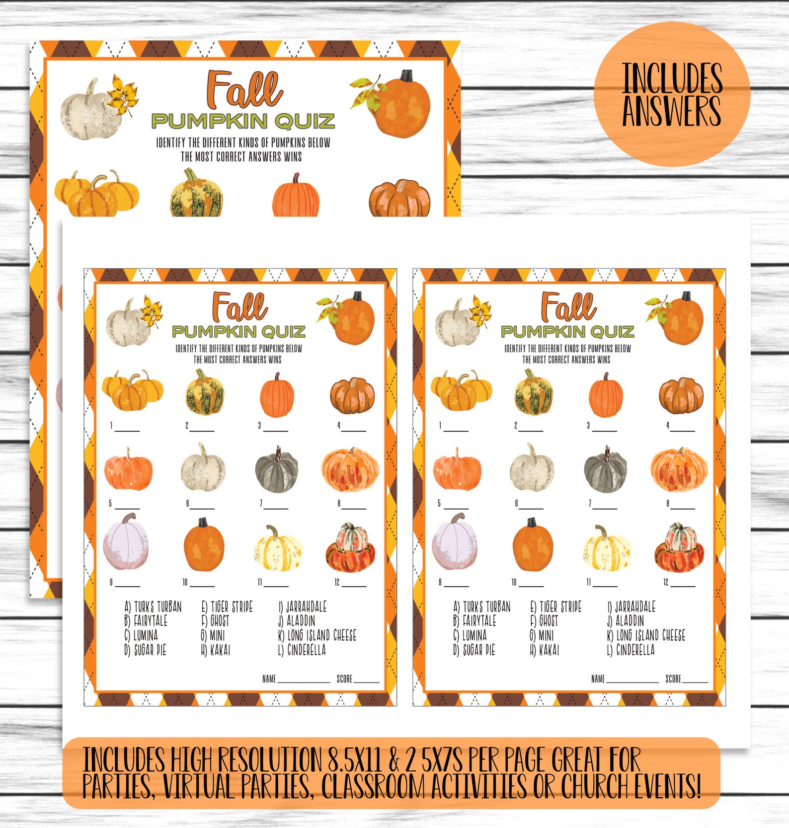 Fall Pumpkin Game Fall Trivia Quiz Party Game Autumn Game - Etsy