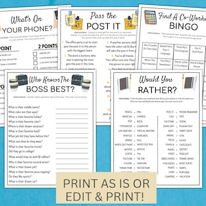 Editable Office Party Games Bundle | Printable Quizzes Work Team ...