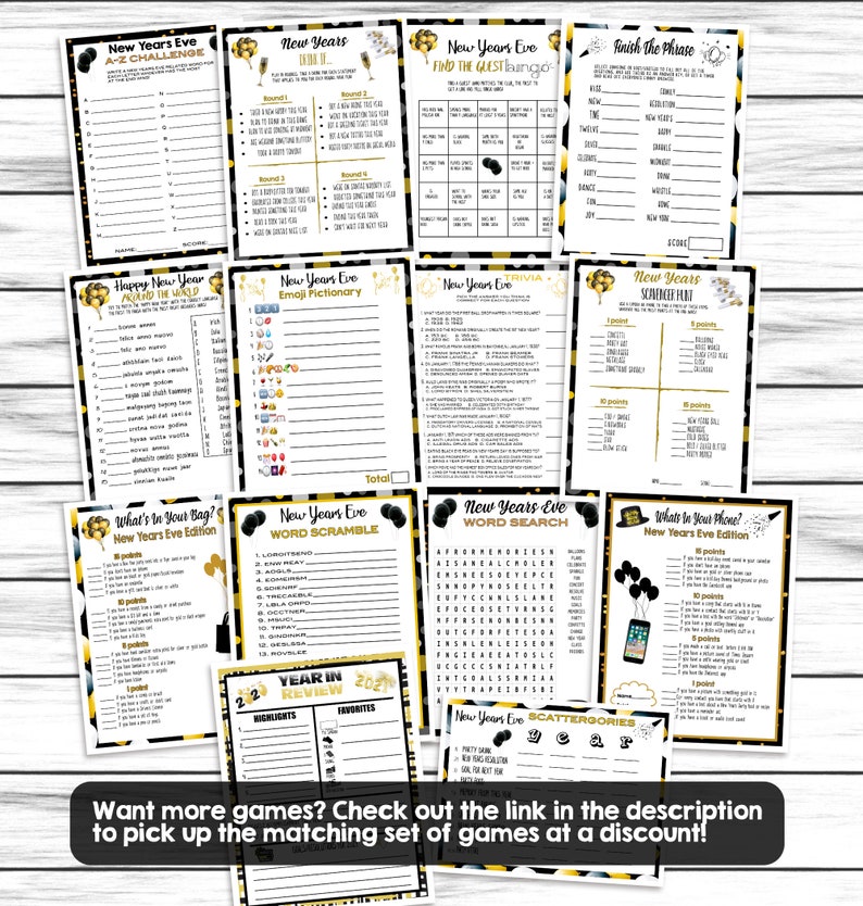 New Years Eve Word Scramble Game, Printable or Virtual Holiday Party ...