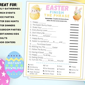 Printable Easter Finish the Phrase Game | Fun Family Idea | Kids Adults ...