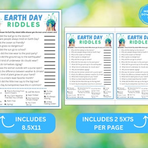 Printable Earth Day Fun Riddle Game | Classroom Work Seniors Activity ...