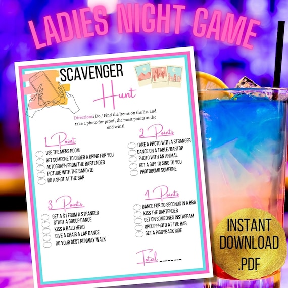 Adult Scavenger Hunt Game Ladies Night Out Printable or | Etsy