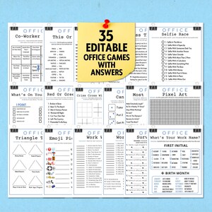 Office Party Mega Editable Bundle Printable Games for Employee ...