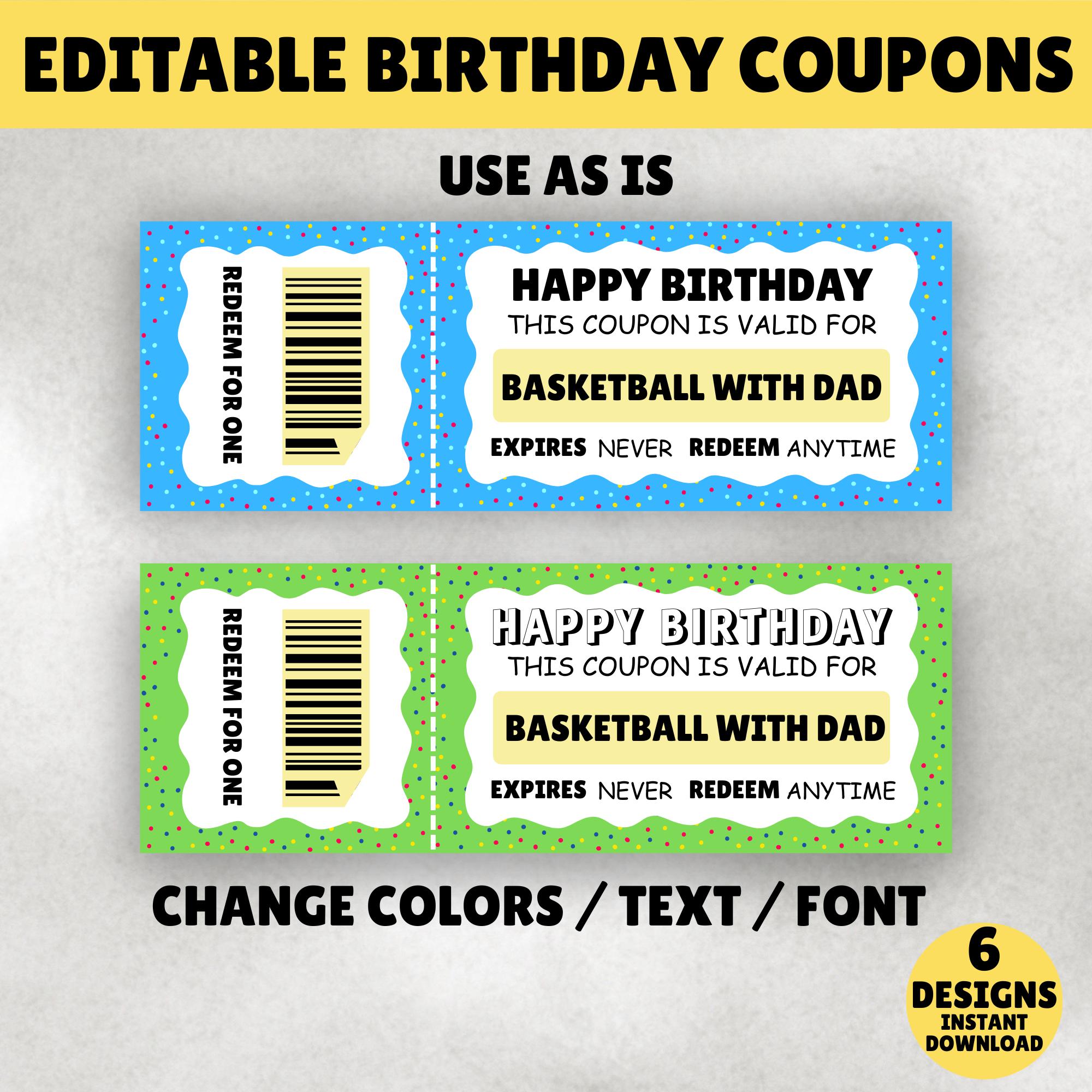 Happy Birthday Coupon Editable Canva Template | Bday Gift Certificate ...