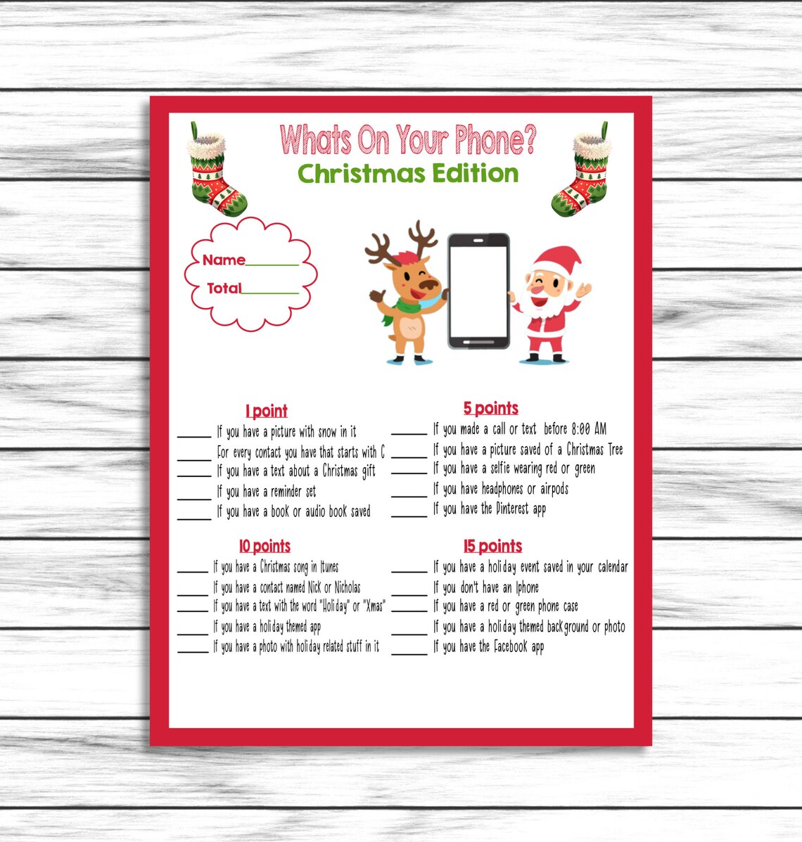 Christmas Game Whats on Your Phone Christmas Party Game | Etsy