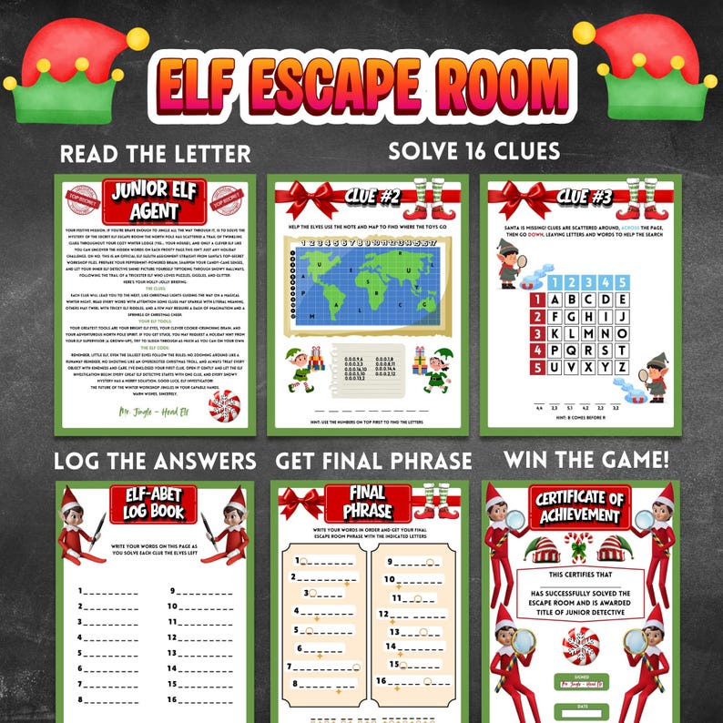 Christmas Escape Room Game, 16 Elf Logic Puzzles, Printable Holiday ...
