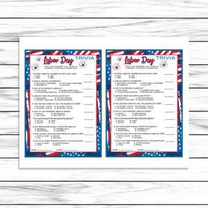 Labor Day Trivia Game, Party Game, Labor Day Party Game, Labor Day ...