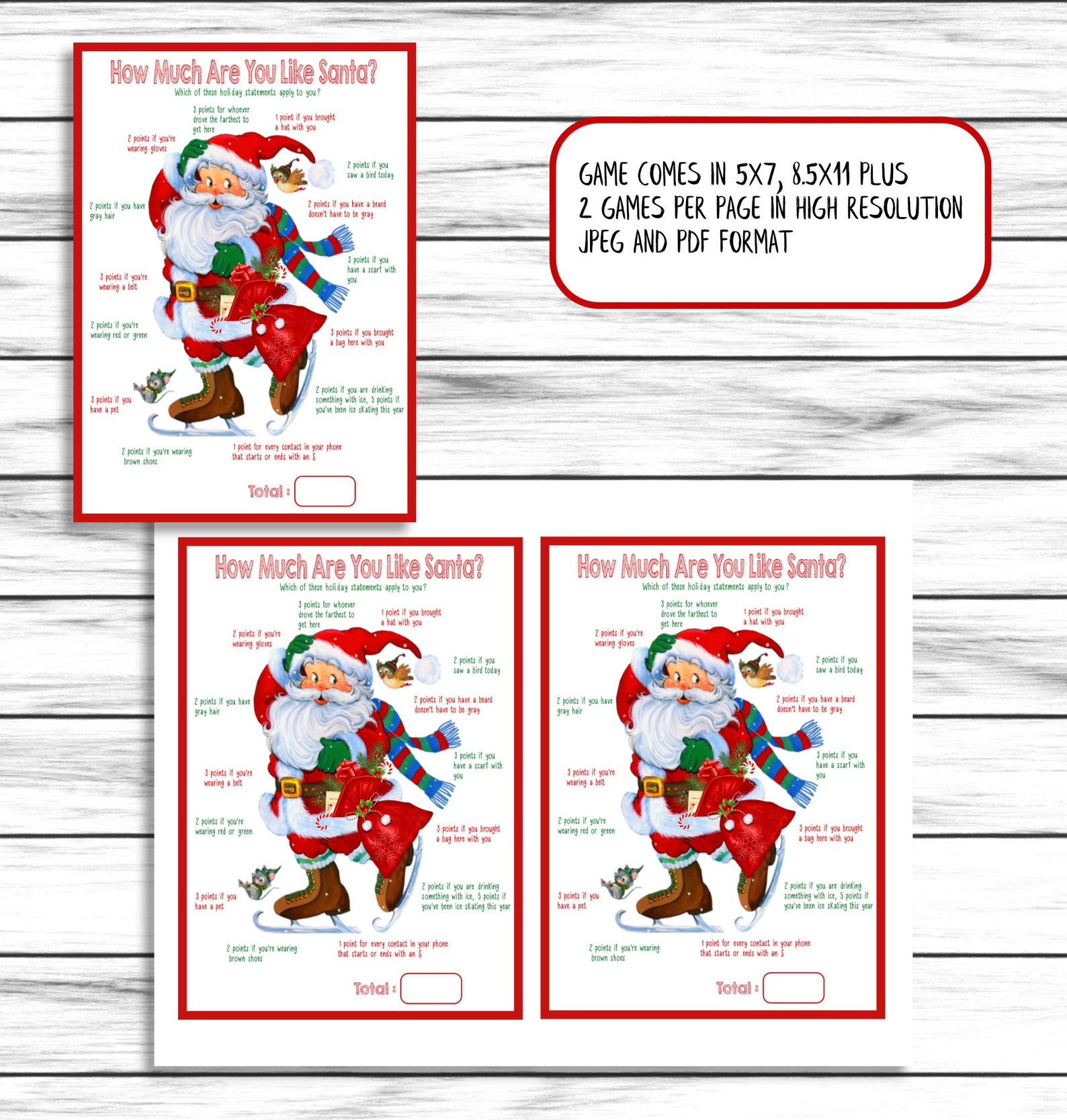 Christmas Game Santa Claus Game Christmas Party Game Xmas - Etsy