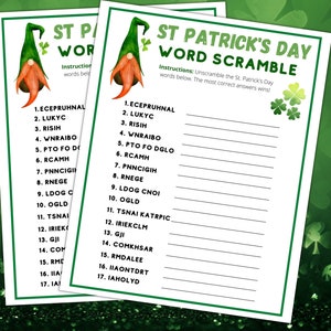 St Patricks Day Word Scramble | St Paddys Day Game | St Patricks Day ...