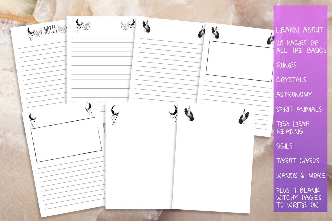 Beginner Witchcraft Book of Shadows Pages Printable Set | Baby Witch ...