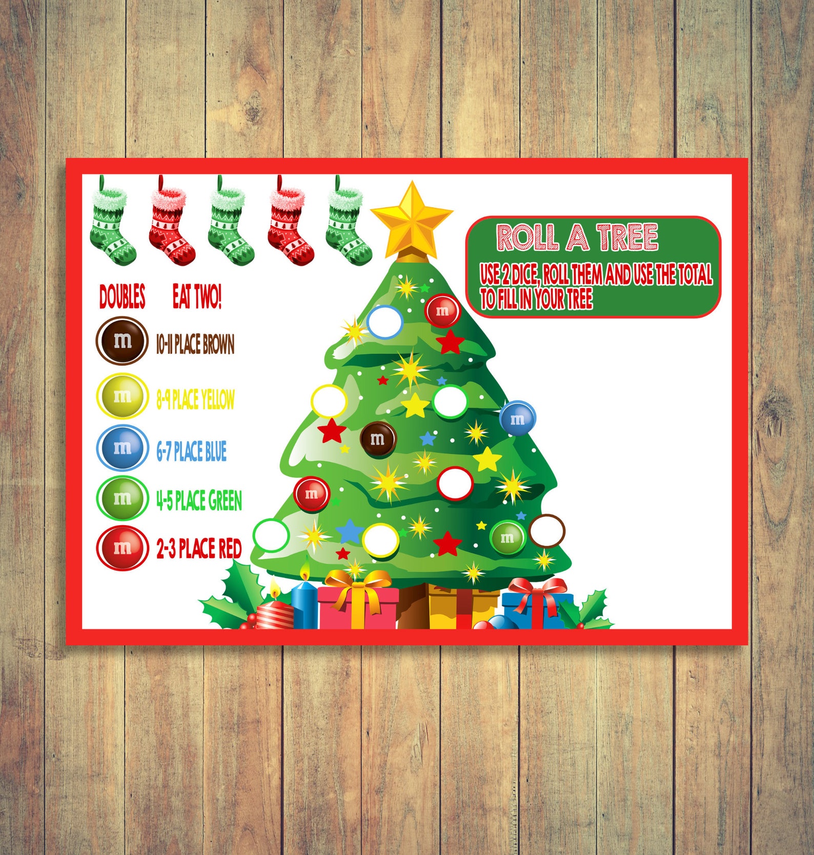 Christmas Kids Table Game, Roll A Christmas Tree Game, Kids Game for ...