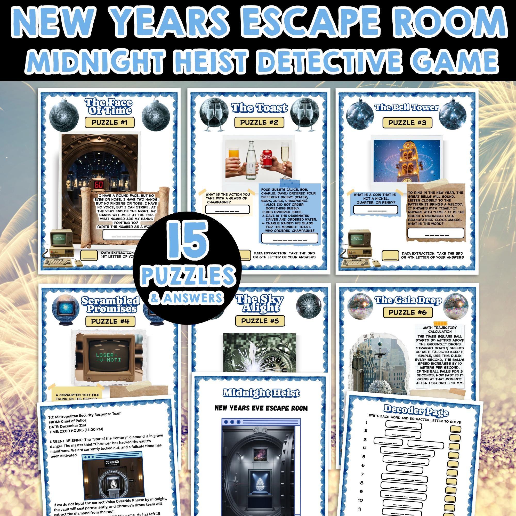 New Year's Eve Escape Room Printable • Midnight Heist Party Game • DIY ...