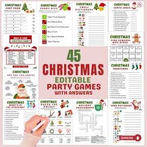 Christmas Party Editable Games | Printable Xmas Game Bundle | Christmas ...