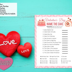 Valentines Day Fun Cake Trivia Game -classroom Office Party Game for ...