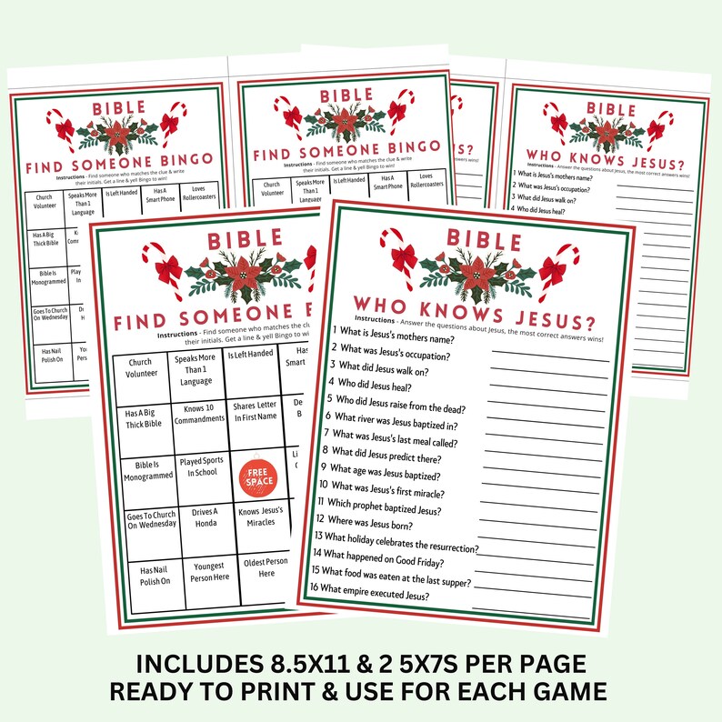 Church Christmas Party Bible Games | Editable Holiday Nativity Games ...