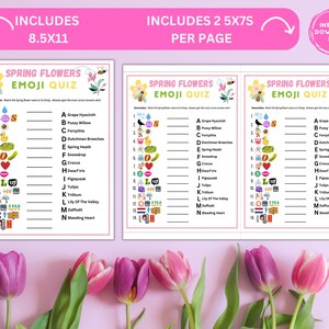Spring Flower Emoji Trivia Match up | Printable Springtime Game ...