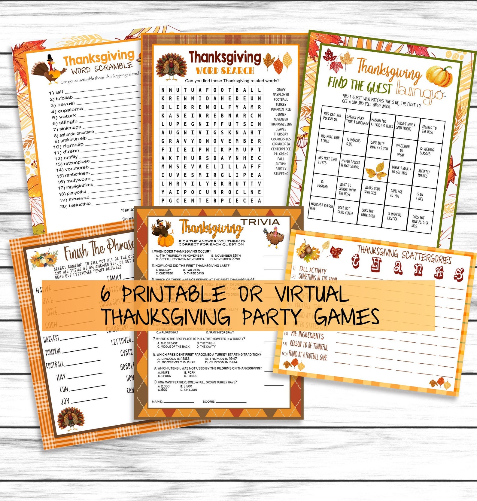 Fun Thanksgiving Games, Thanksgiving Dinner Party Games, Trivia, Family ...