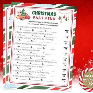 Printable Christmas Friend Feud Game,holiday Party Quiz Kids & Adults ...