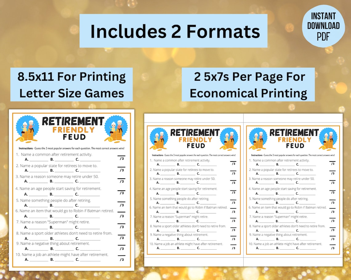 Retirement Party Game | Retirement Trivia Game | Fun Friendly Feud ...