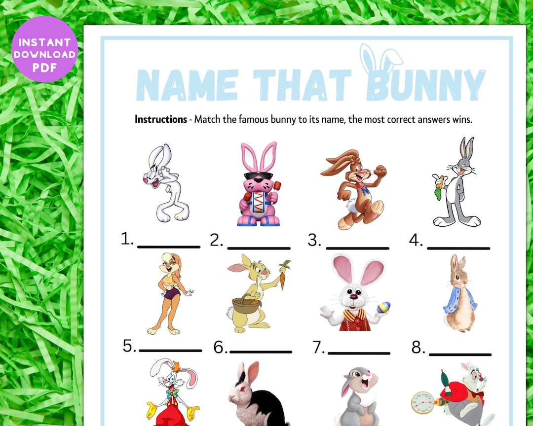 Easter Printable Name Famous Bunny Game | Adults Kids Idea | Fun Family ...