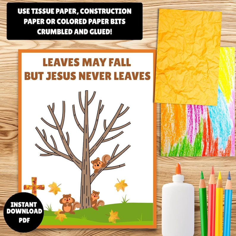 Printable Fall Jesus Never Leaves Bible Toddlers Kids Craft | Preschool ...