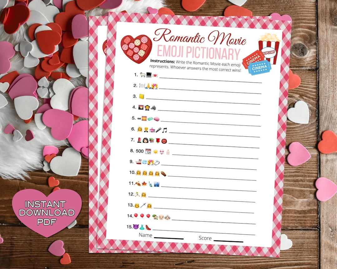 Romantic Movie Emoji Pictionary Game classroom Office Valentines Day ...