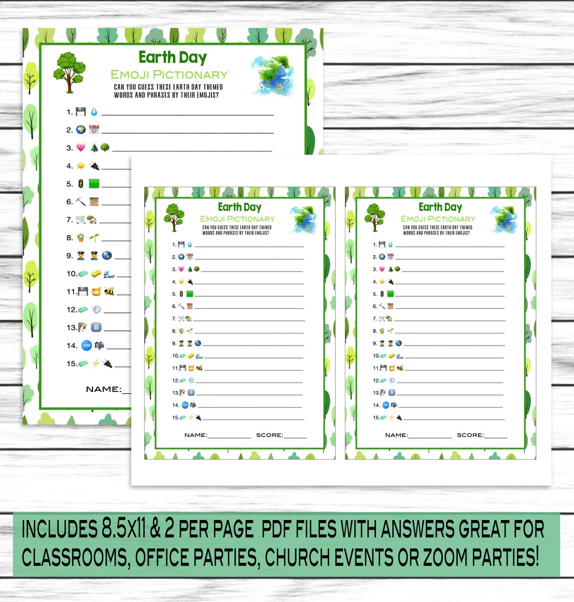 Earth Day Emoji Game Emoji Pictionary Party Game Emoji | Etsy