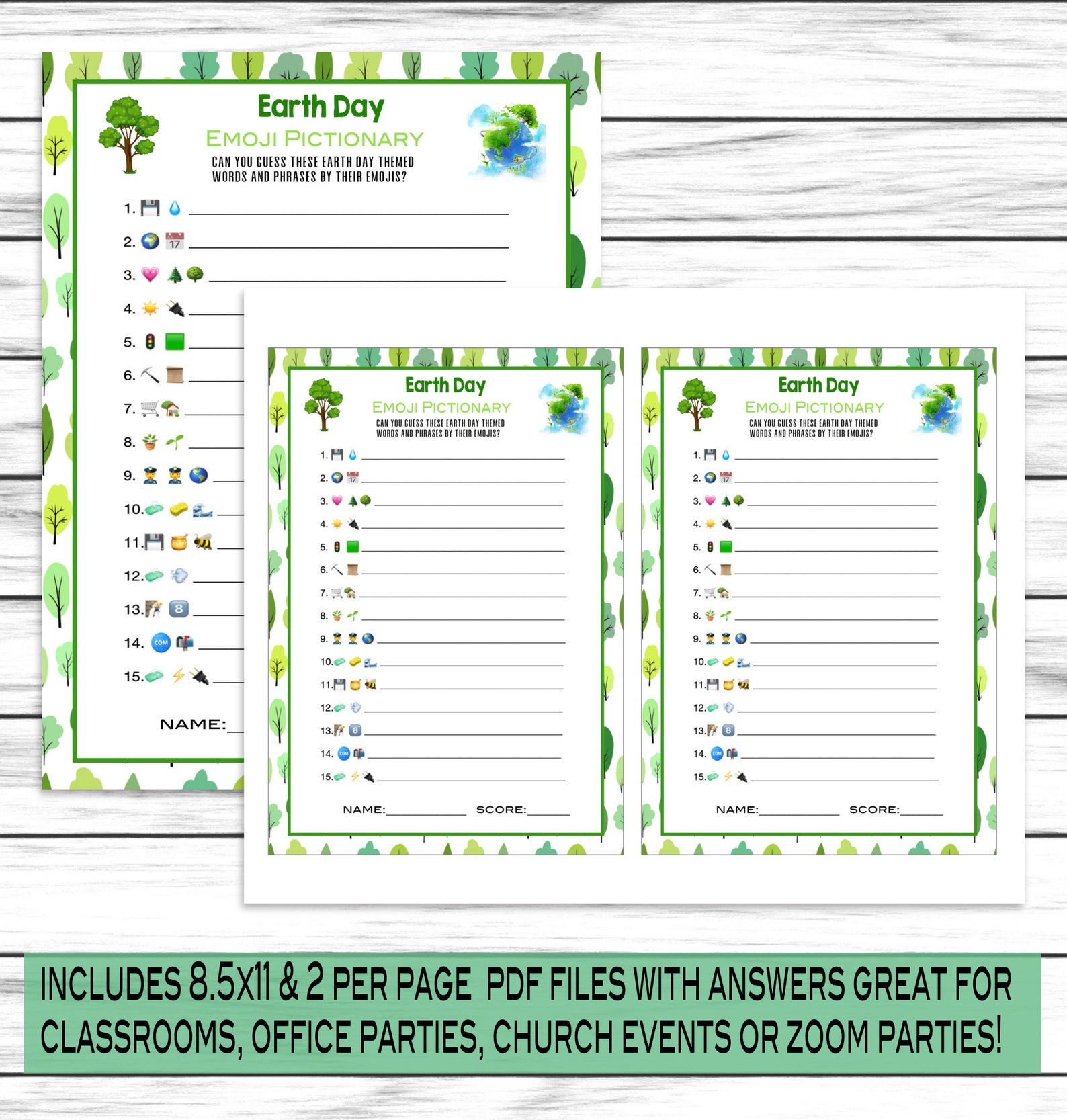 Earth Day Emoji Game Emoji Pictionary Party Game Emoji | Etsy