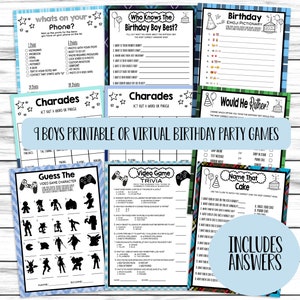 Printable Boys Birthday Party Game Bundle | Teen Birthday Quizzes ...