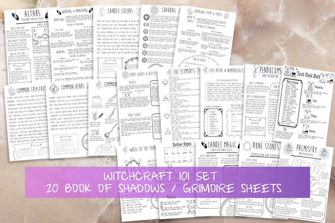 Witchcraft Basic Printable Grimoire Pages, Book of Shadows Pages, Moon ...
