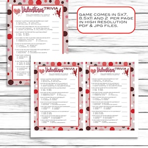 Valentines Day Trivia Game, Valentines Party Trivia, Valentines Day ...