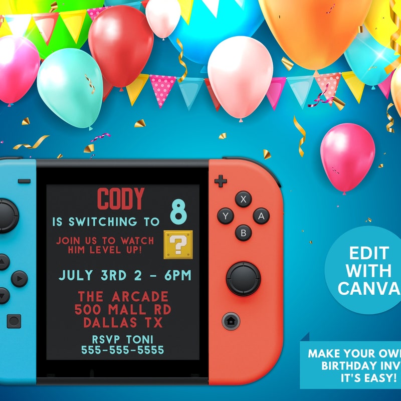 Nintendo Invitation - Etsy