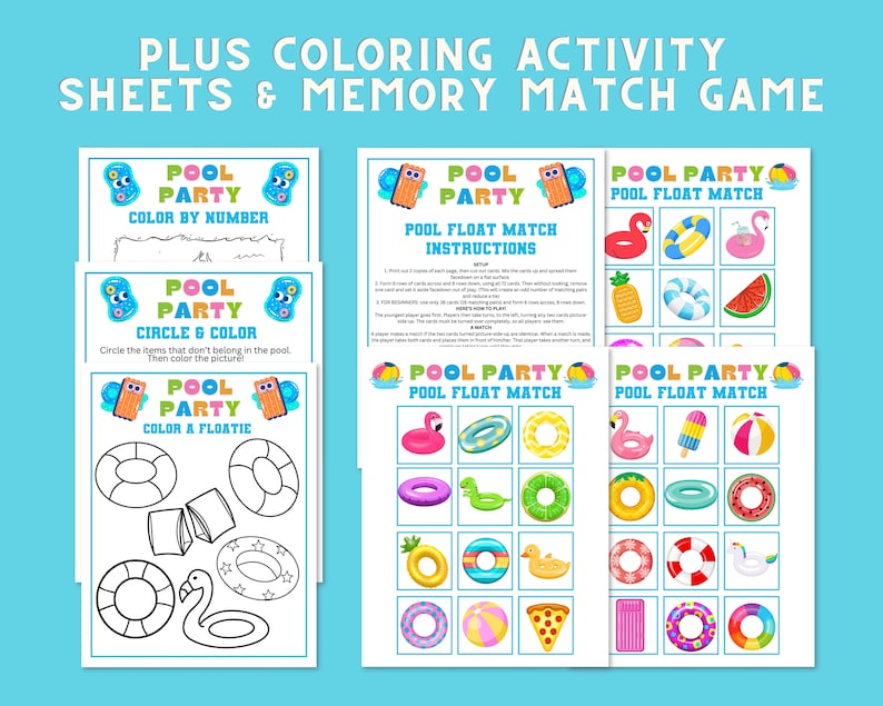 Pool Swimming Party Printable Games Answers Bundle | Swim Meet ...