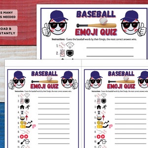 Printable Baseball Emoji Pictionary Team Party Game | World Series Quiz ...