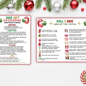 Christmas Dice Roll Gift Swap Game, Printable Present Exchange Holiday ...