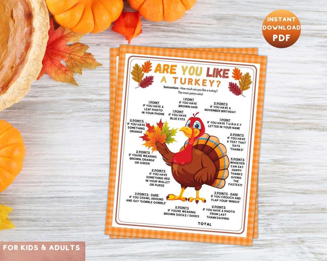 Funny Like A Turkey Printable Thanksgiving Game, Virtual Team Building ...