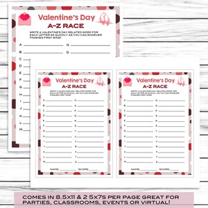 Valentines Day A-Z Word Game, Virtual or Printable V-day Party Game ...