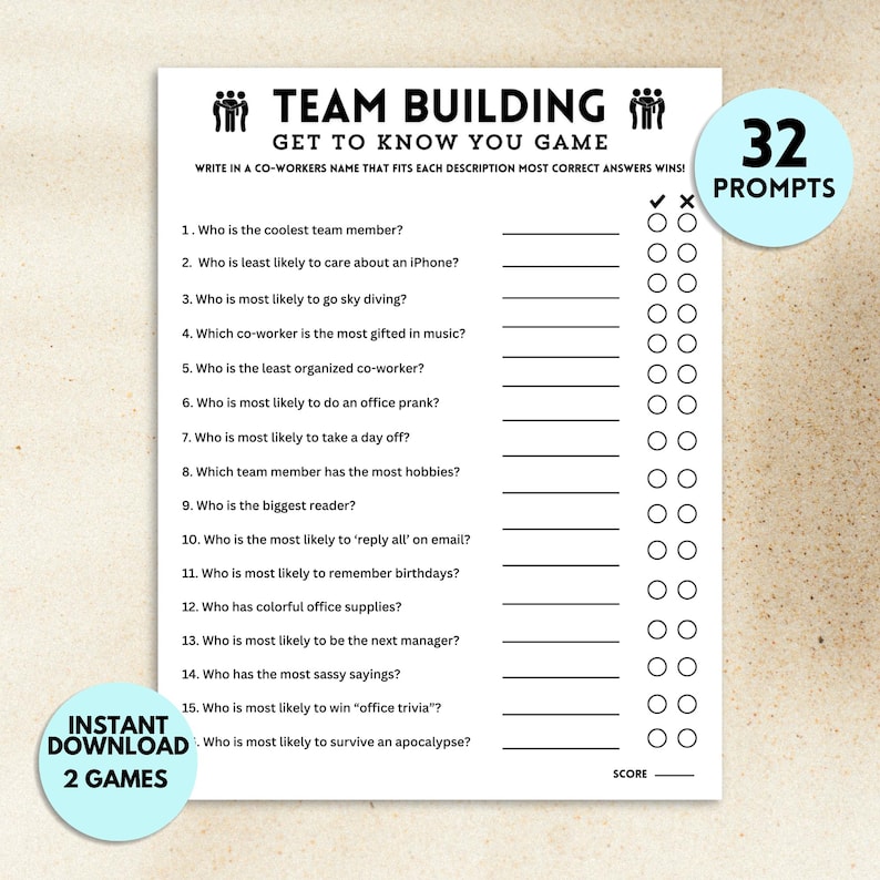 Team Building Get to Know You Game | Office Games | Coworker Games ...