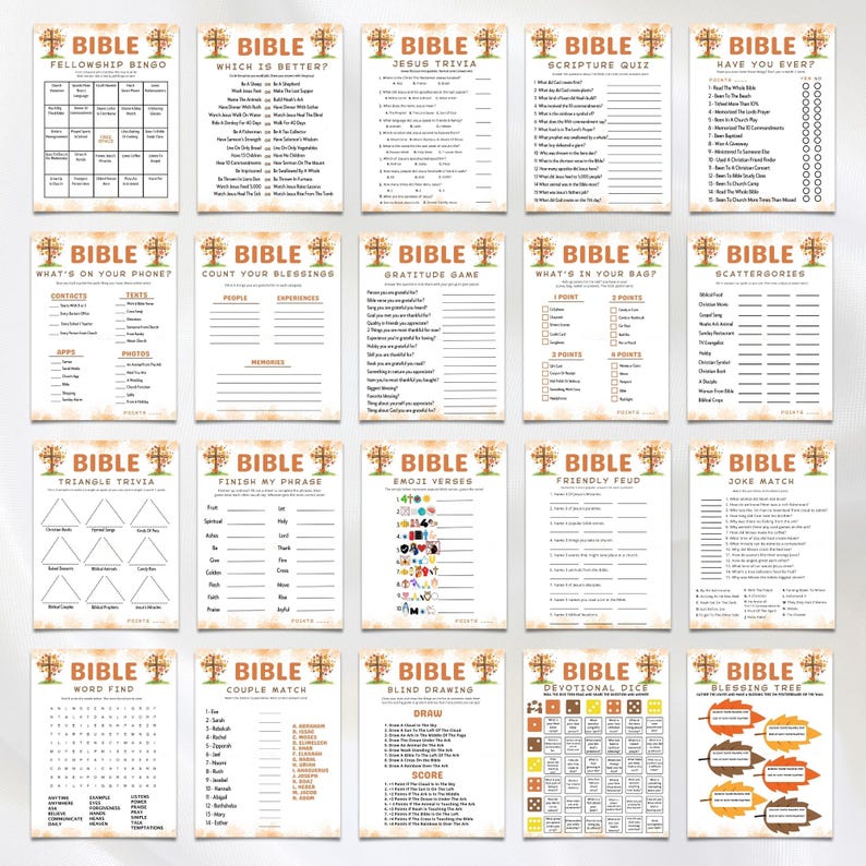 25 Christian Fall Bible Game Bundle, Autumn Women's Ministry & Youth ...