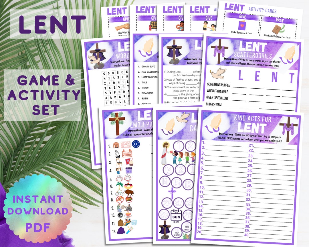 Printable Lent Party Games Set, Kids Lenten Party Activities, Catholic ...