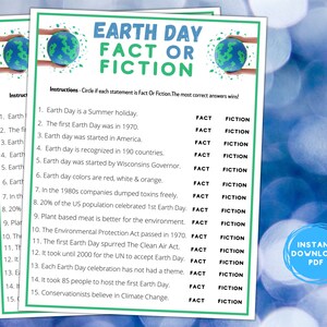 Printable Earth Day Fact or Fiction Game | Classroom Office Seniors ...
