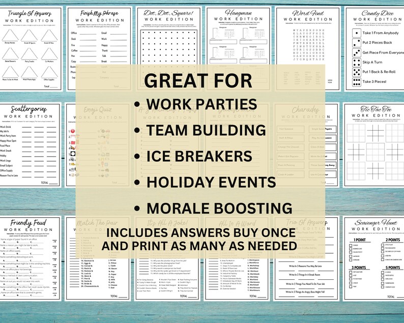 Editable Office Party Games | Work Party Games | Team Meeting | Work ...