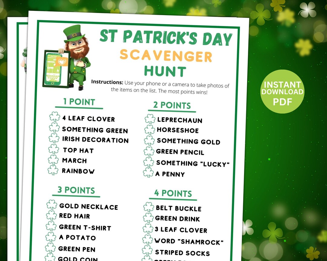 St Patricks Day Scavenger Hunt Game | St Paddys Office Classroom ...