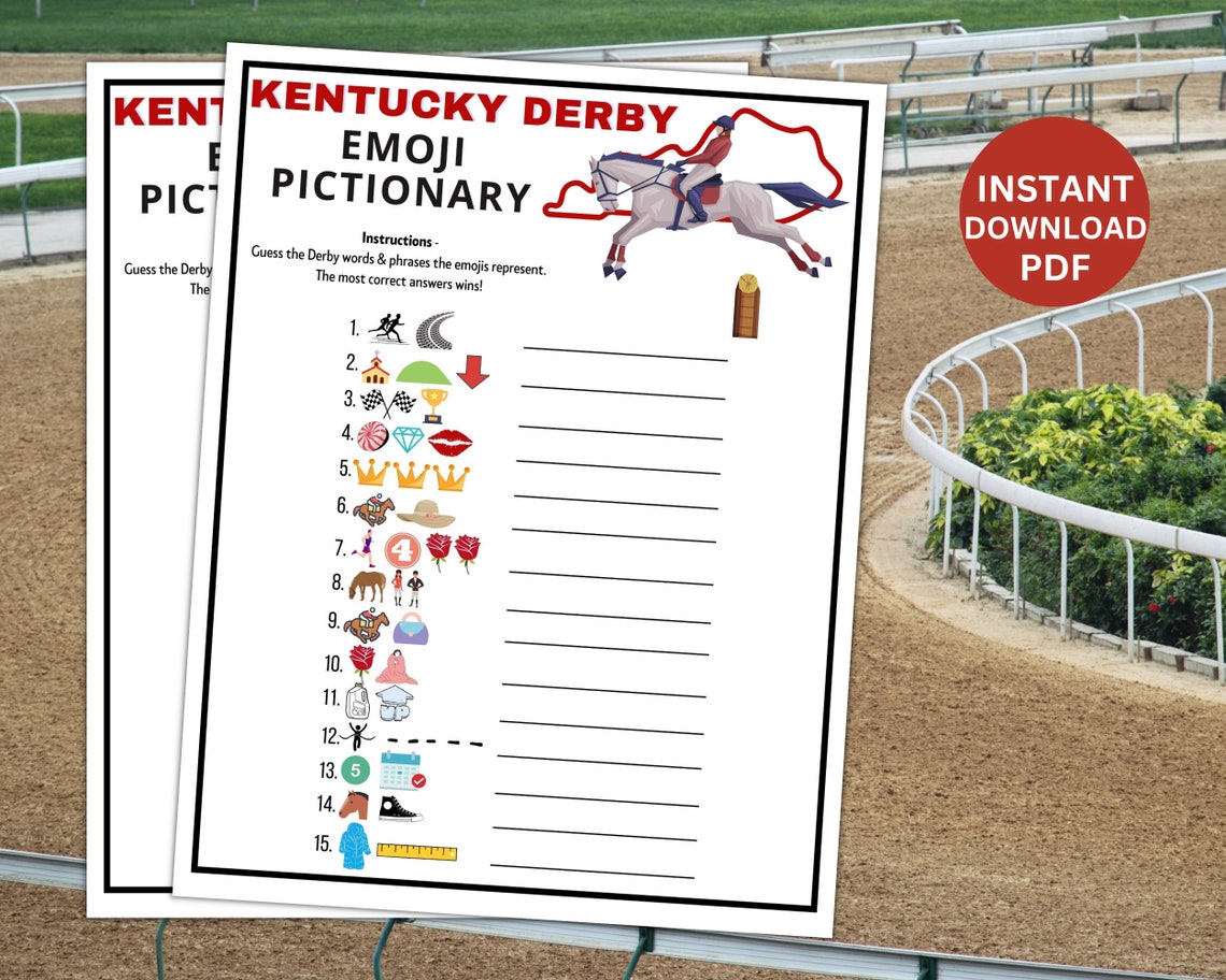 Kentucky Derby Emoji Pictionary Game | Triple Crown Party Games | Horse ...