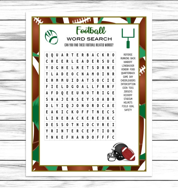 Football Word Search Printable or Virtual Football Party Game | Etsy