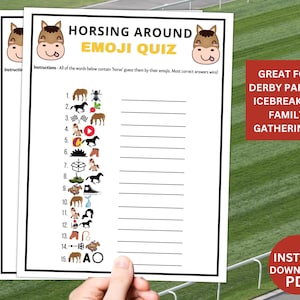 Printable Kentucky Derby Horse Words Emoji Trivia Game | Derby Party ...