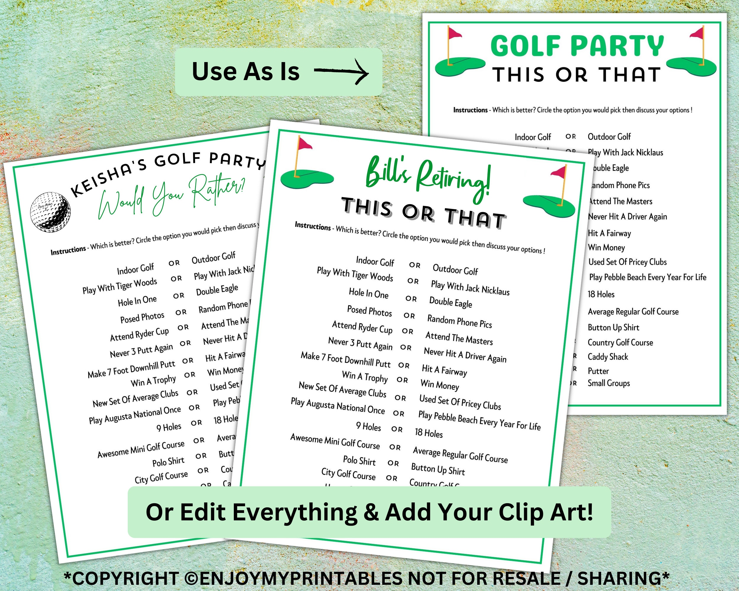 Editable Golf Party Games Watch Golf Themed Party Ideas Printable ...