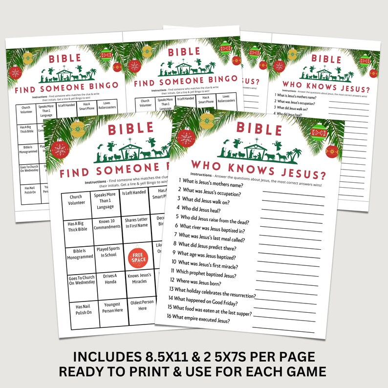 Christmas Bible Games for Church Party | Editable Holiday Nativity ...